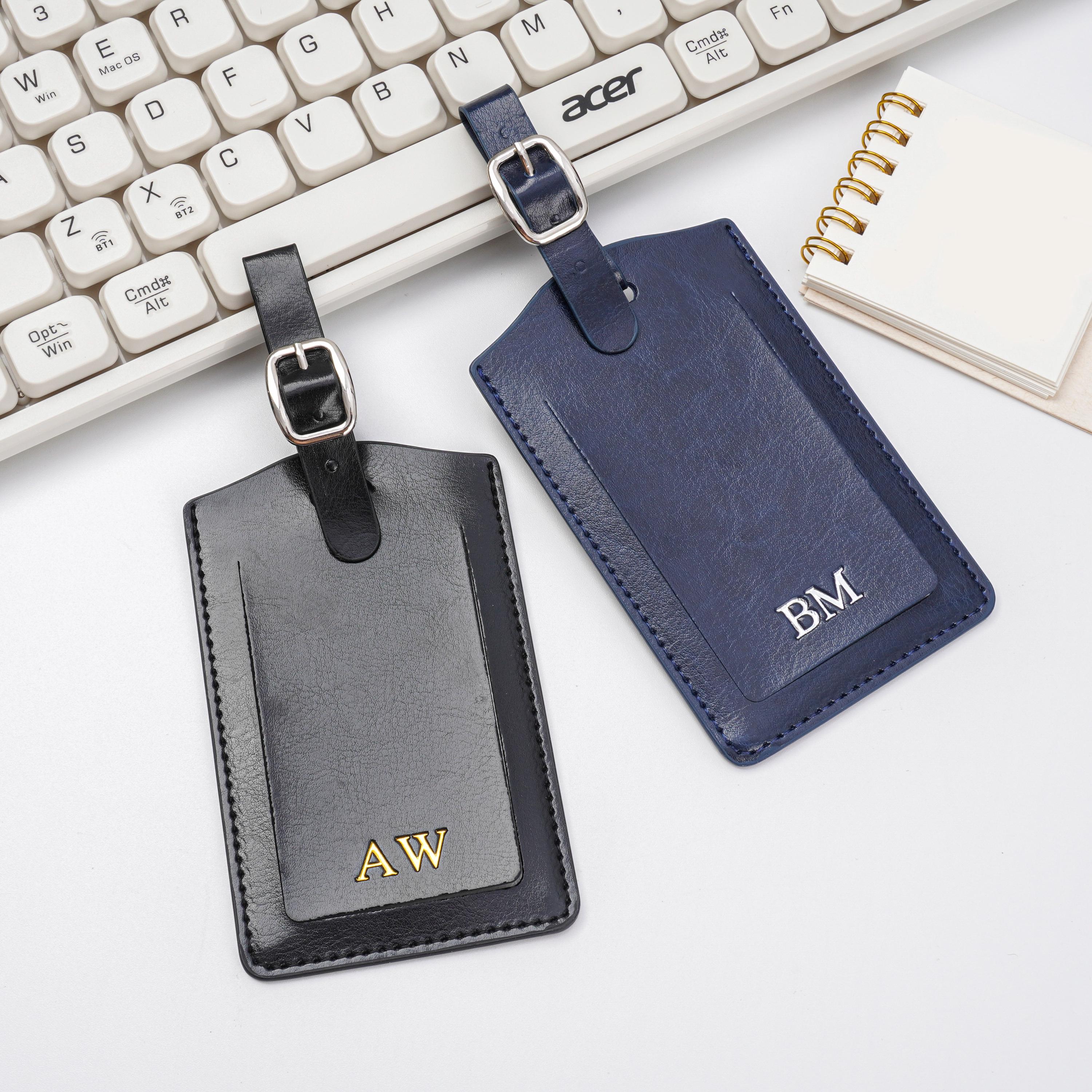 Custom Leather Luggage Tag, Embossed Initials Travel Tag, Best Man Gift ...