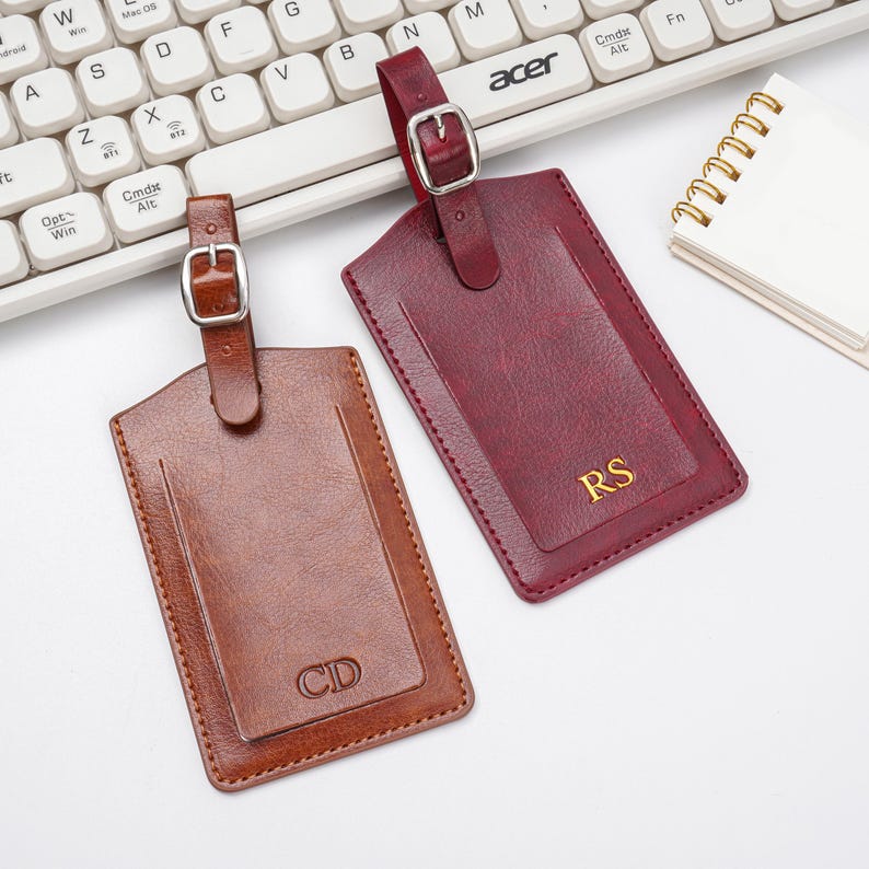 Custom Leather Luggage Tag, Embossed Initials Travel Tag, Best Man Gift ...