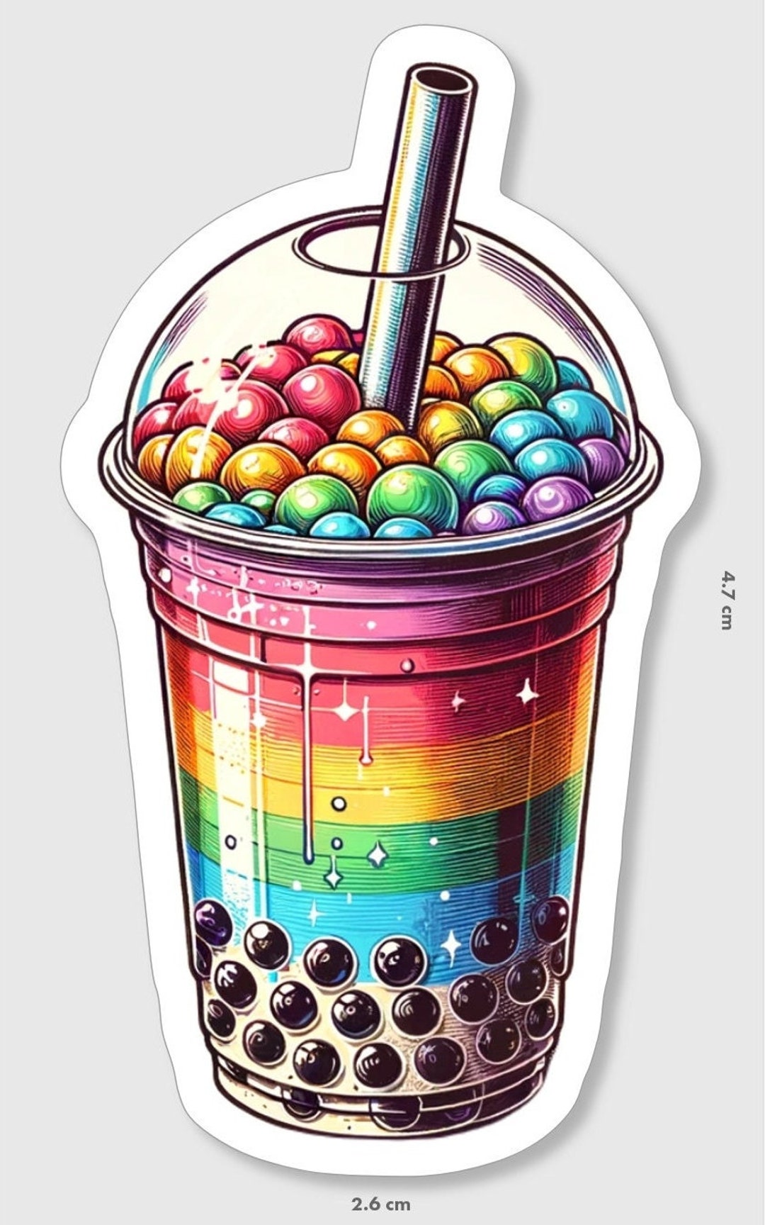 Rainbow Bubble Tea Sticker - Beverages Collection (kindle, Laptop ...