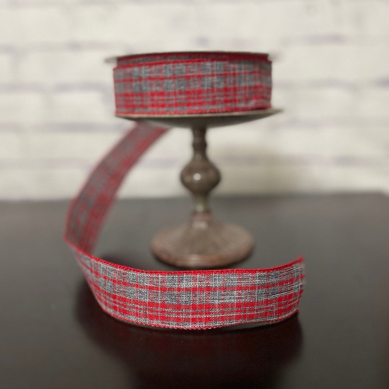 Gray Plaid Ribbon - Etsy