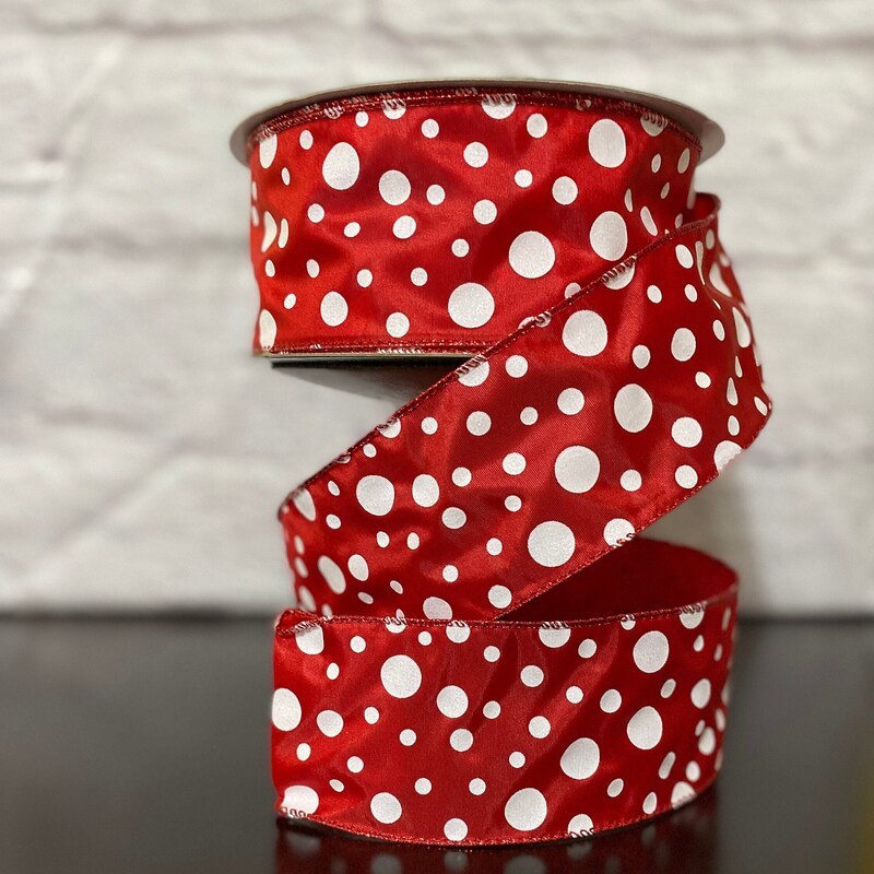 Red Polka Dot Wired Ribbon - Etsy