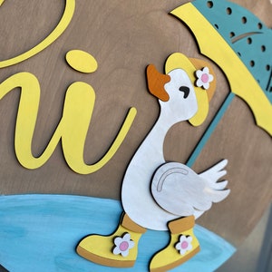 Spring Duck in Rain Boots Door Hanger, Wood Laser Cut Door Hanger ...