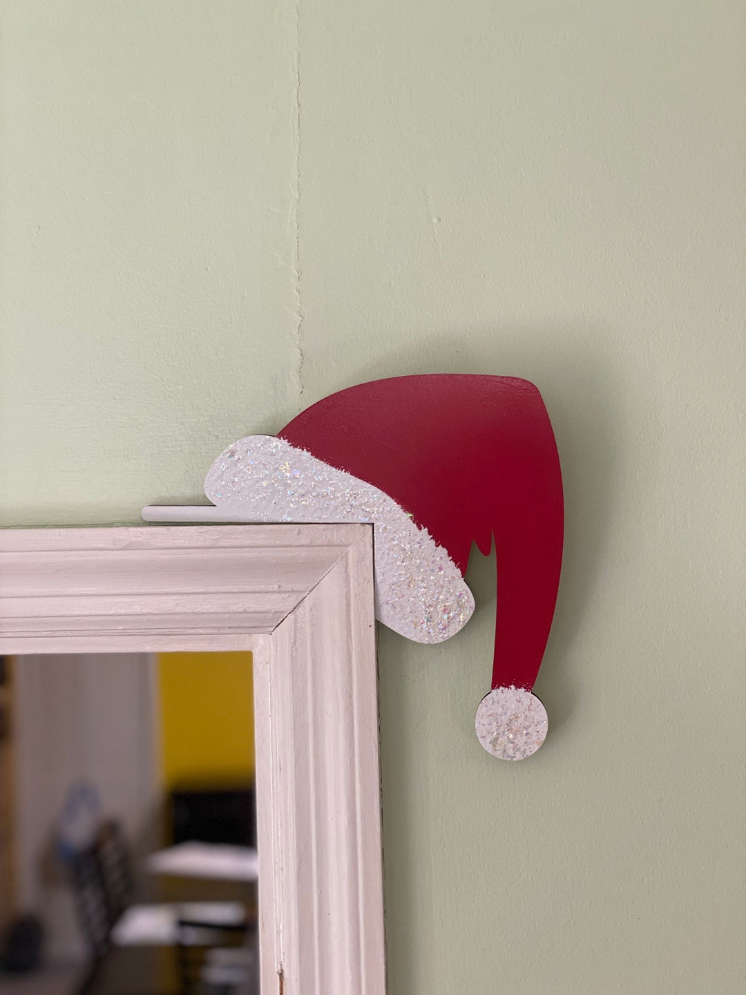 Christmas Door Topper, Santa Hat Wooden Decor, Wooden Holiday Door ...