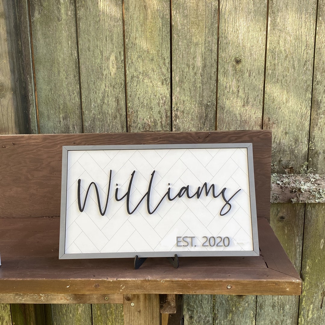 Last Name Est Date Sign, Large Personalized Family Name, Laser Engraved ...