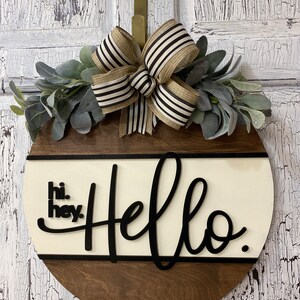 Hi Hey Hello Front Door Hanger Wreath, Wooden Housewarming Gift for New ...