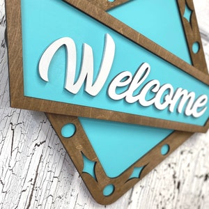 Mid-century Modern Welcome Door Wreath, Retro Welcome Front Door Hanger ...