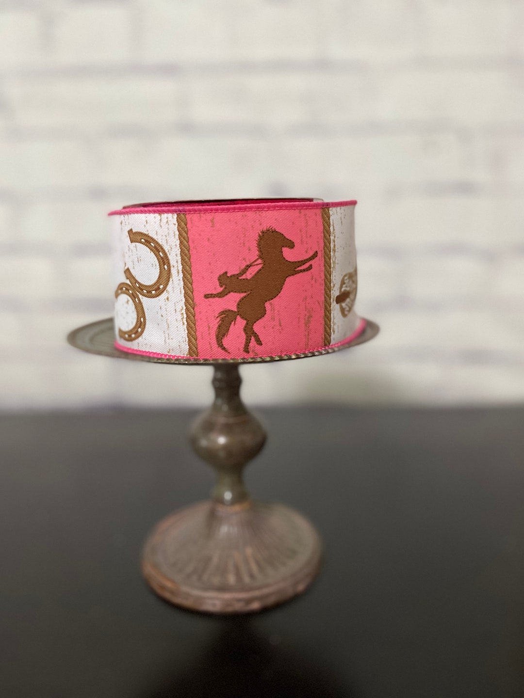 Cowboy and Horse Rodeo Ribbon, Cowgirl Hat Boots Bandana, Pink Brown ...