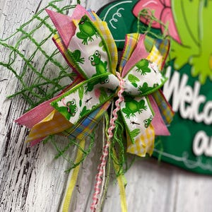 Welcome to Our Pad Frog on Lily Pad Door Hanger, Summer Porch Decor ...