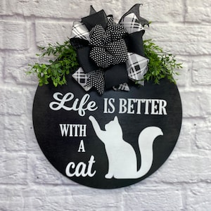 Cat Door Hanger, Cat Lover Door Decor, Personalized Cat Door Decor ...