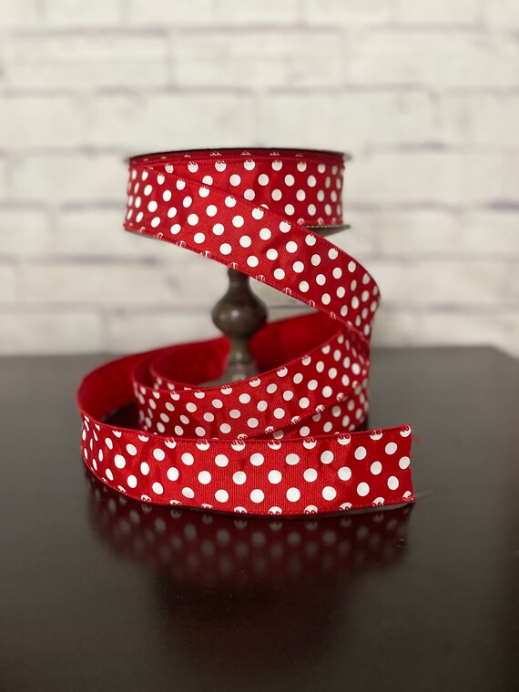 Red White Polka Dot Satin Wired Edge Ribbon / Multi Color - Etsy