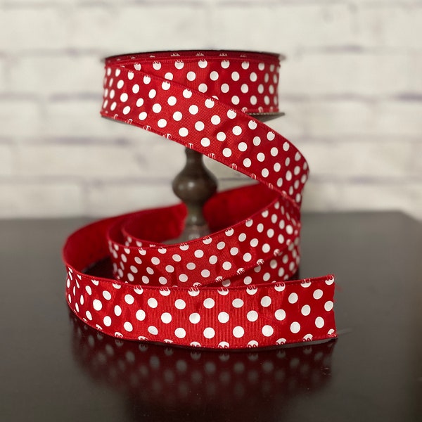 Red Polka Dot Wired Ribbon - Etsy