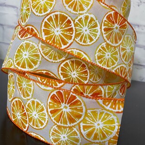 Citrus Print Lemon Orange Wired Edge Ribbon, Fruit Design Ribbon / 2.5 ...