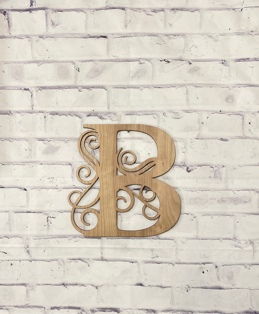 Monogram Letter Wood Blanks, DIY Fancy Initial Sign, Laser Cut Wood ...