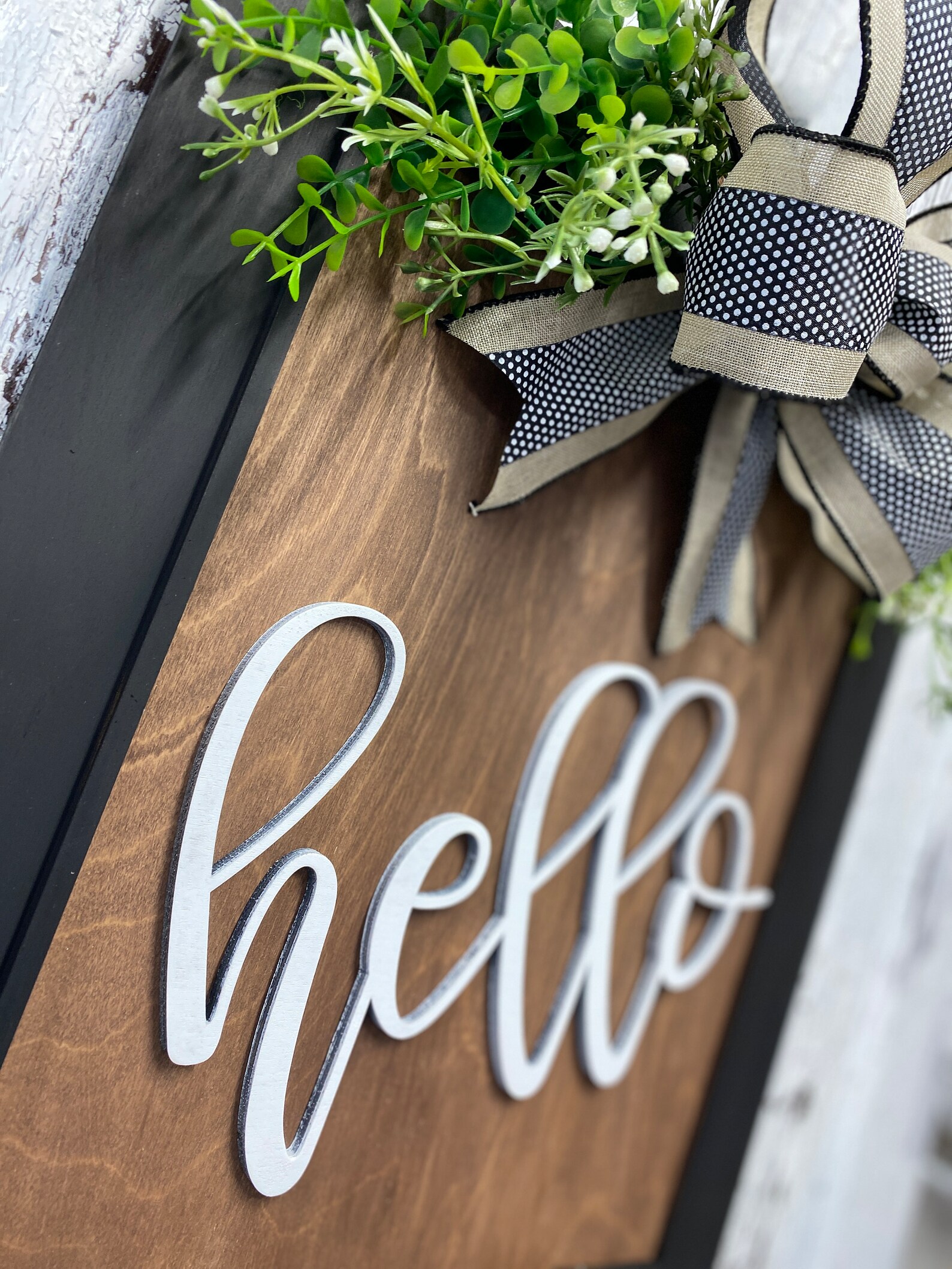 Hello Square Front Door Hanger Wreath, Wooden Housewarming Gift for New ...