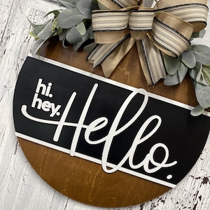 Hi Hey Hello Front Door Hanger Wreath, Wooden Housewarming Gift for New ...
