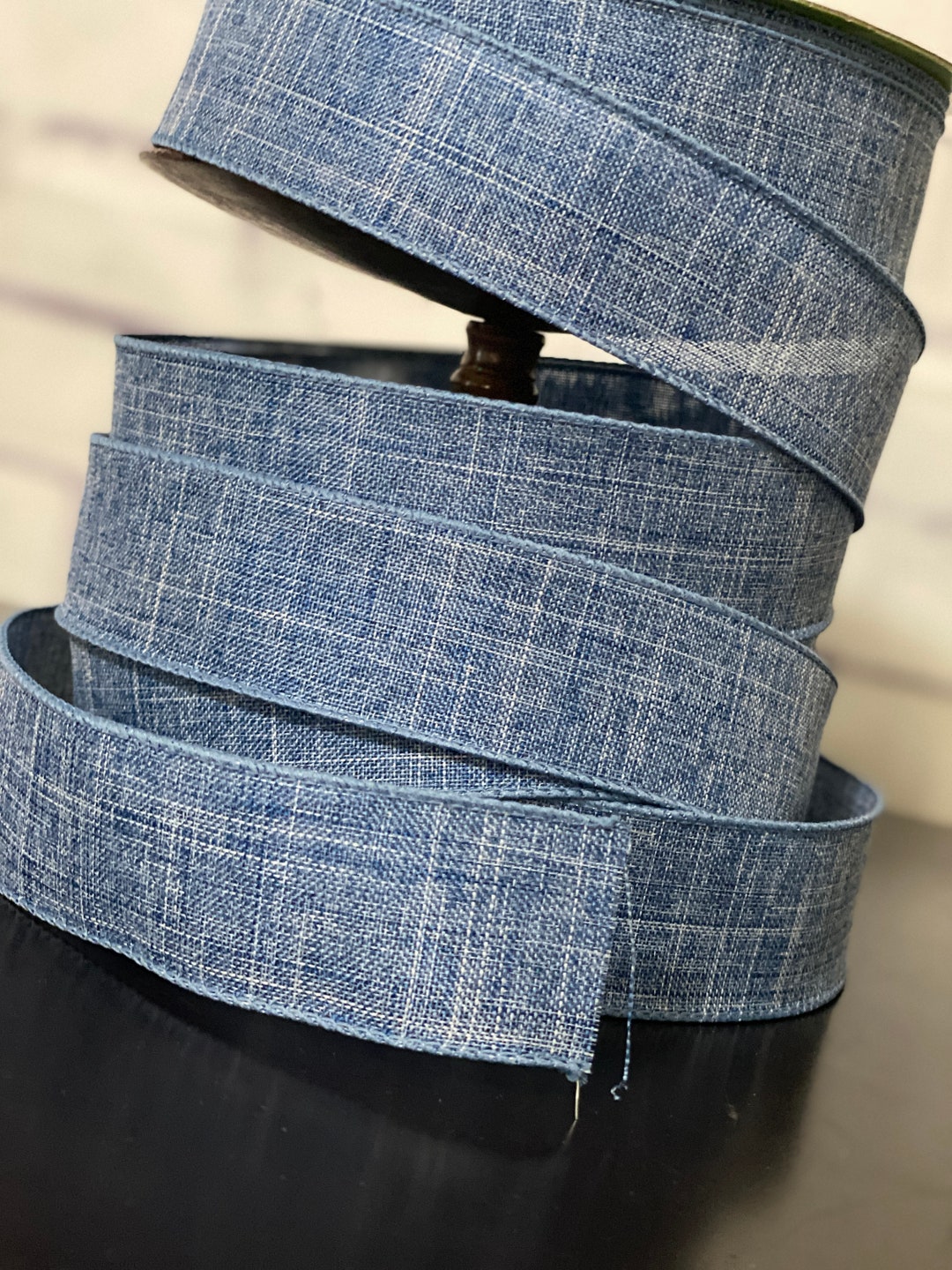 Light Denim Ribbon, Light Blue Ribbon, Wired Edge Ribbon / 1.5" Ribbon ...