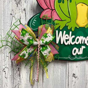 Welcome to Our Pad Frog on Lily Pad Door Hanger, Summer Porch Decor ...