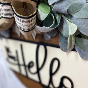 Hi Hey Hello Front Door Hanger Wreath, Wooden Housewarming Gift for New ...