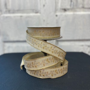 Christmas Holiday Neutral Ribbon, Cream Beige With Gold and Silver ...