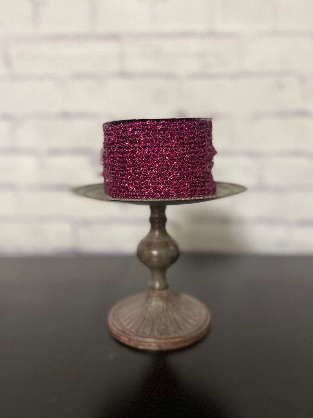 Wired Stretch Fuchsia Pink Ribbon, Sparkly Tinsel Look Ribbon, 2.5 ...