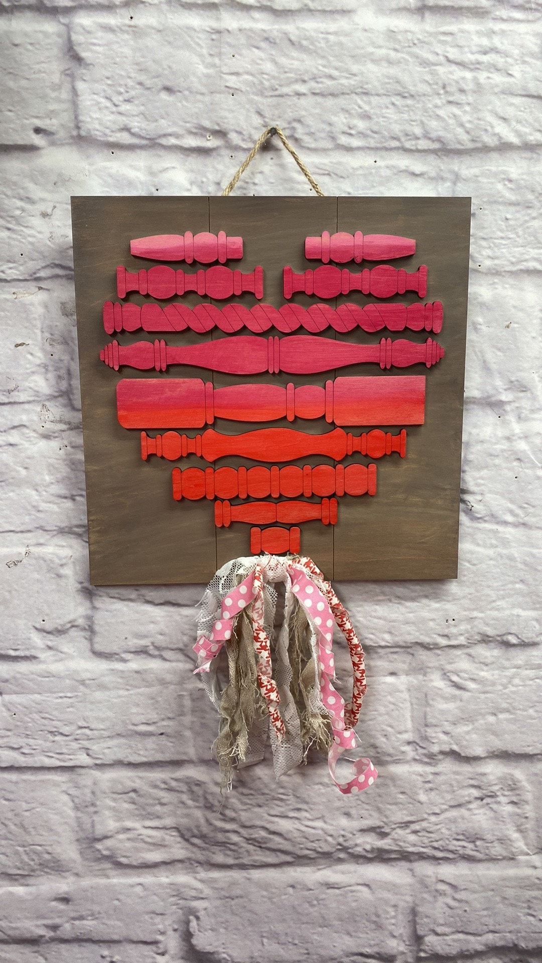 Spindle Heart Valentine Sign, Faux Spindle Heart Shelf Leaner, 3D Laser ...