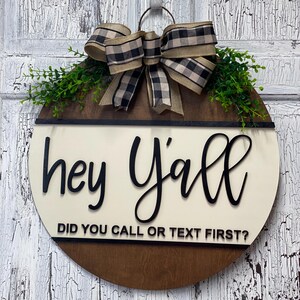 Hey Y’all, Farmhouse Door Hanger, Door Sign Front Door, Welcome Sign ...