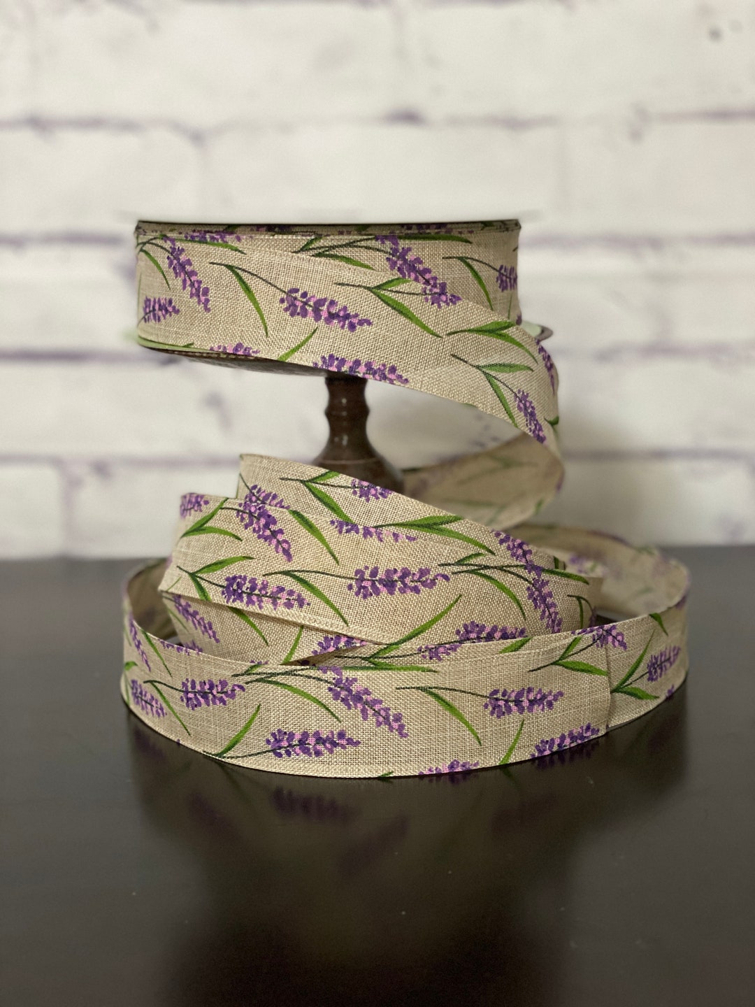 Lavender Floral Print Ribbon, Wired Edge Ribbon / 1.5" Ribbon by the ...
