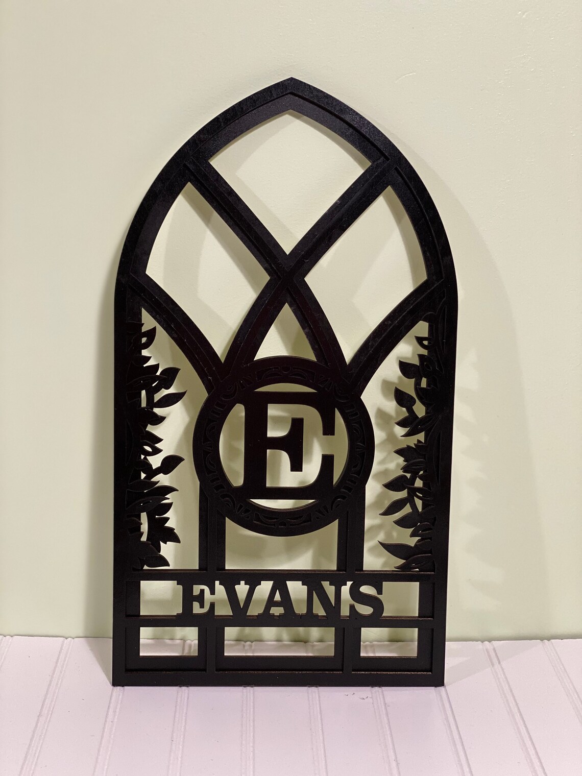 Arch Monogram Window Frame Laser Cut Signs Family Name Sign - Etsy