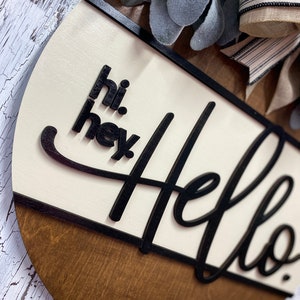 Hi Hey Hello Front Door Hanger Wreath, Wooden Housewarming Gift for New ...