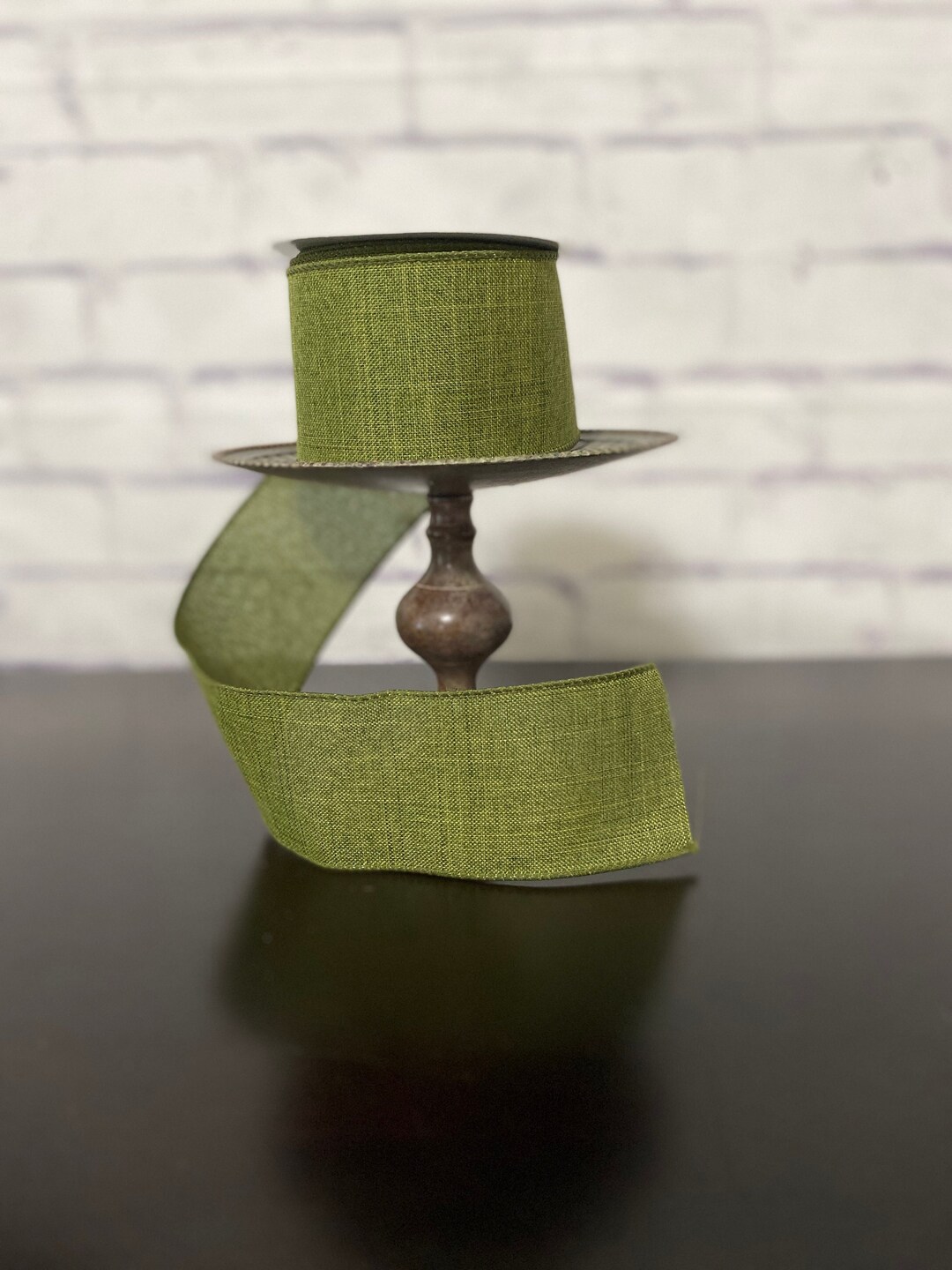 Green, Olive Green Wired Edge Ribbon / 2.5" Ribbon by the Yard / Wreath ...