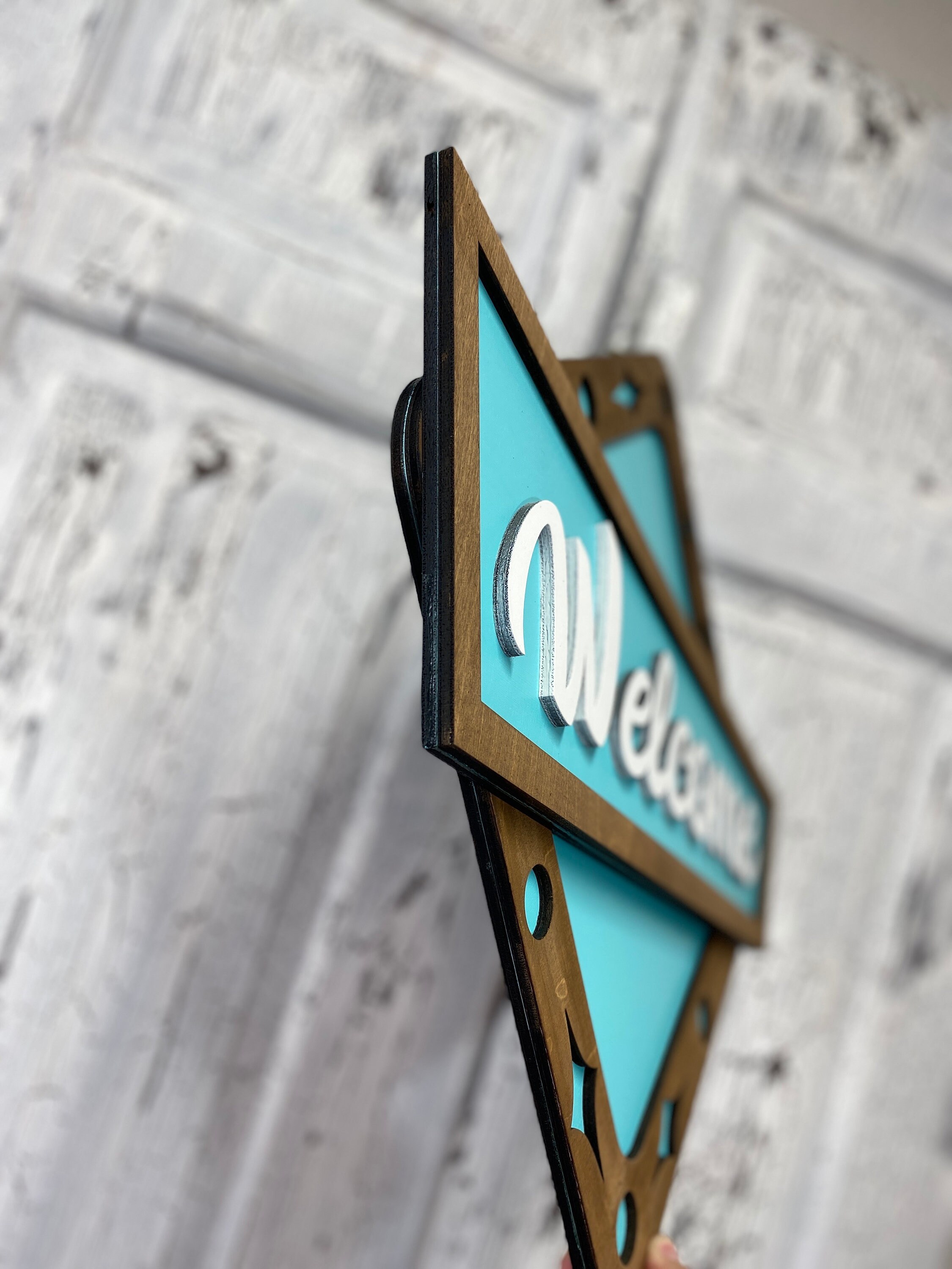 Mid-century Modern Welcome Door Wreath, Retro Welcome Front Door Hanger ...