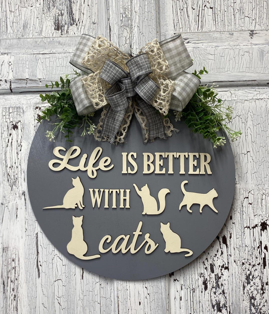 Cat Door Hanger, Cat Lover Door Decor, Personalized Cat Door Decor ...