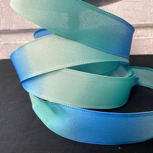 Blue Mint Green Ombre Ribbon, Multi Colored Wired Edge, 1.5" Ribbon ...