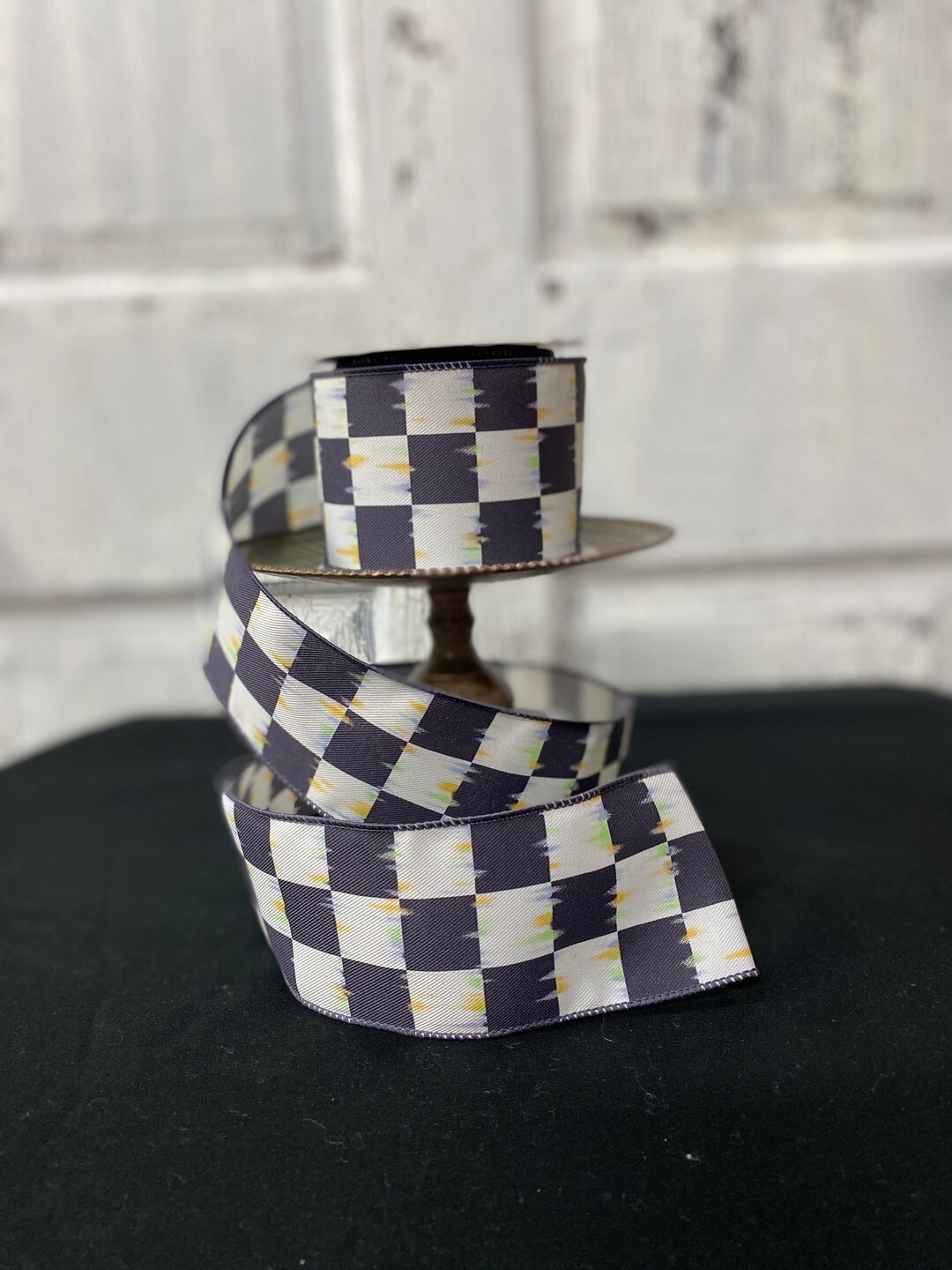 Black White Check Ribbon, Bold Antique Checkerboard Plaid, Multi Color ...