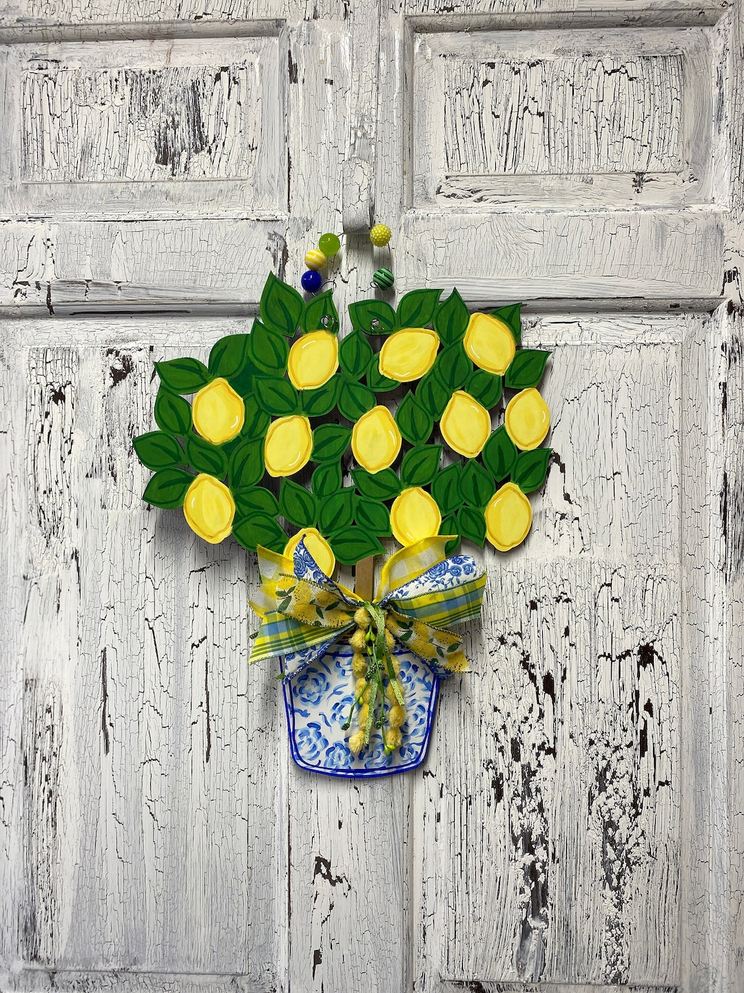 Lemon Tree Door Hanger, Citrus Summer Door Hanger, Wood Laser Cut Front ...