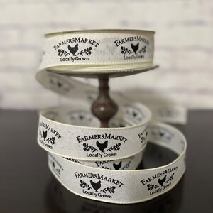Farmers Market Theme Ribbon Rooster Locally Grown Ribbon - Etsy