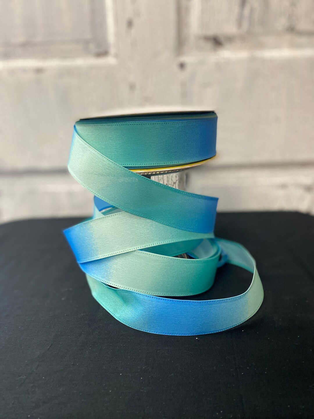 Blue Mint Green Ombre Ribbon, Multi Colored Wired Edge, 1.5" Ribbon ...