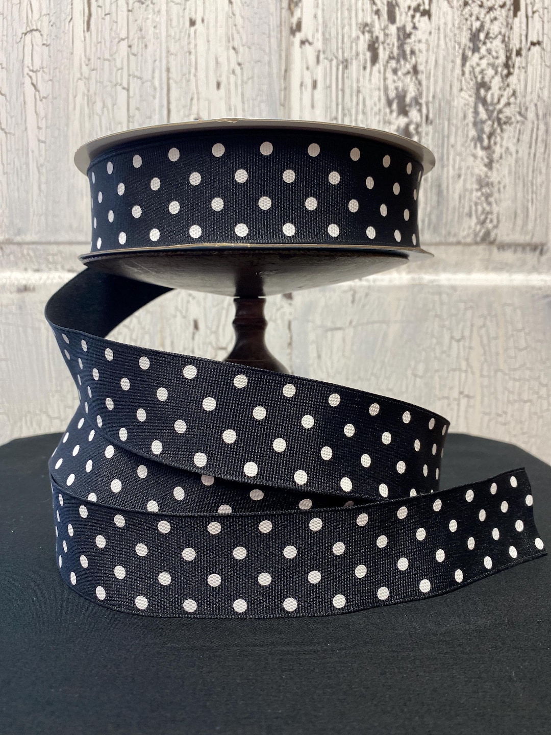 Black and White Polka Dot Wired Edge Grosgrainribbon, 1.5" Ribbon by ...