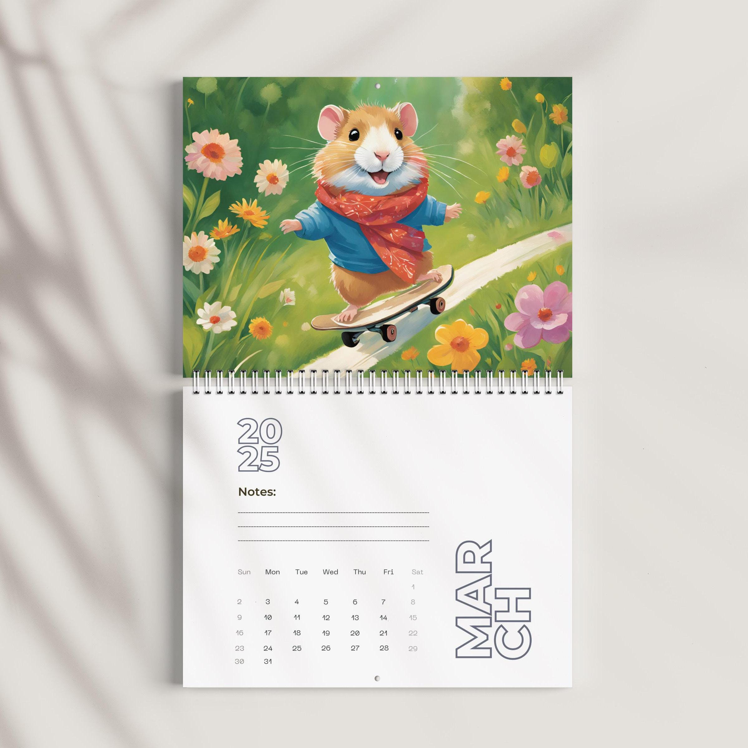 Hamster Wall Calendar 2025, Hamster Calendar, Hamster Gift, Hamster Art ...