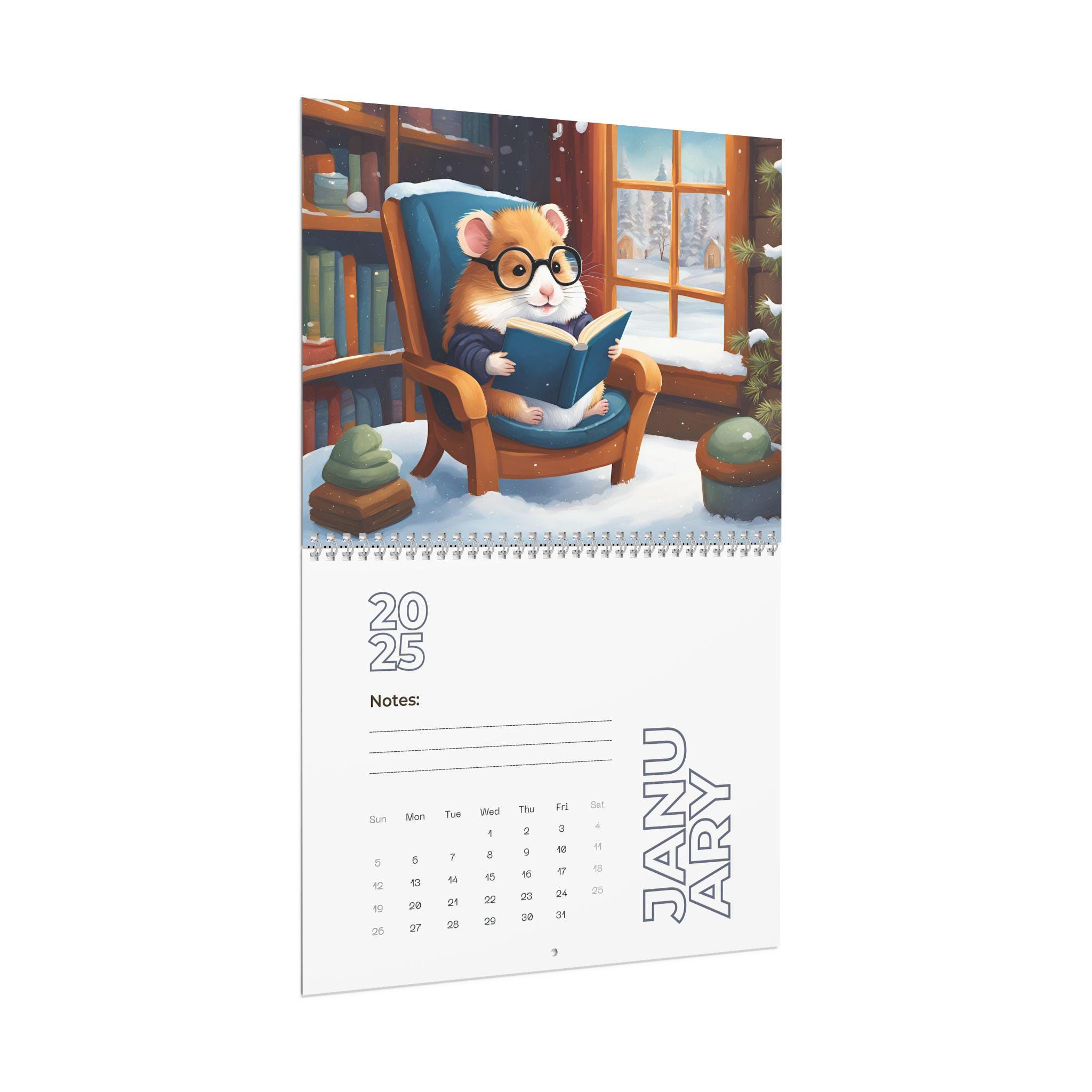 Hamster Wall Calendar 2025, Hamster Calendar, Hamster Gift, Hamster Art ...