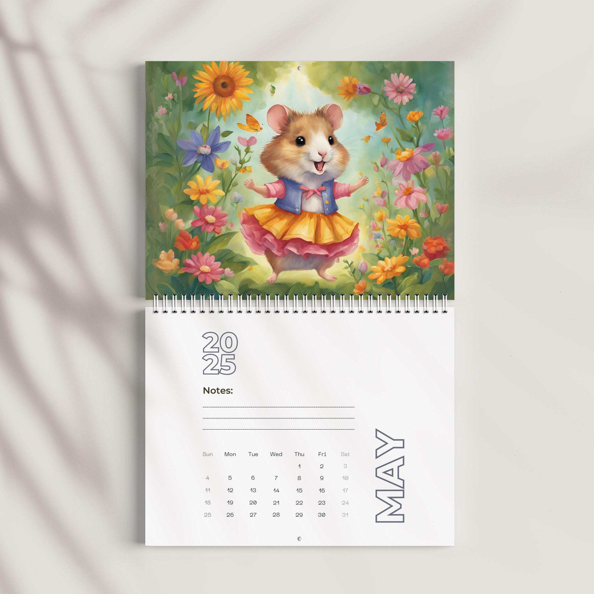 Hamster Wall Calendar 2025, Hamster Calendar, Hamster Gift, Hamster Art ...