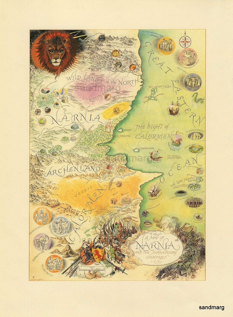 The Lion the Witch and the Wardrobe Map of Narnia and the | Etsy