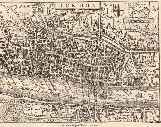1897 Print of John Nordens Map of Tudor London in 1593 - Etsy
