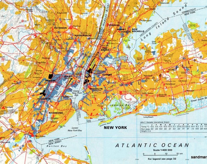 Vintage 1977 Map of New York City and Area - Etsy