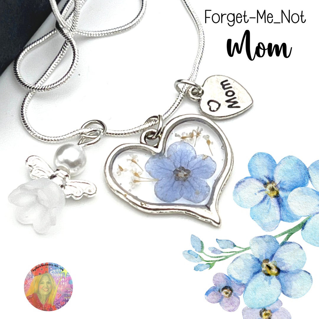 Forget Me Not Memorial Pendant Necklace. Real Flowers, 925S Memorial ...