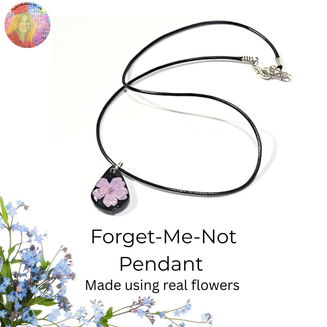 Forget-me-not Real Flower Tear Drop Pendant, Gift for Loss, in Memory ...