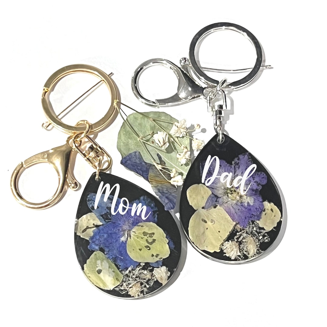 Dried Flower Petal Memorial Flower Keychain, Funeral Flowers, Memorial ...