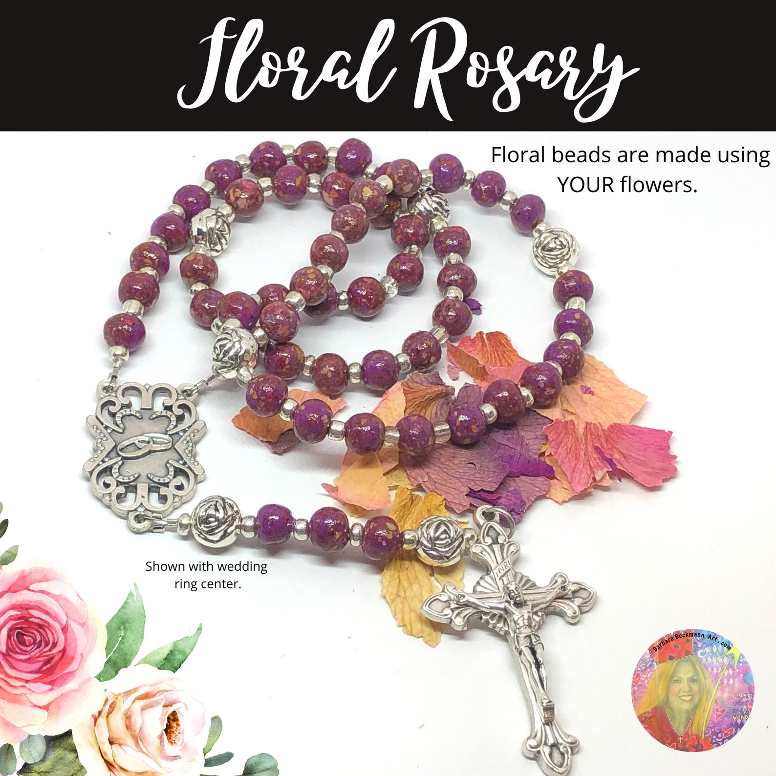 Rosary Made With YOUR Dried Flower Petals, Memorial Casket Funeral ...