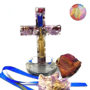 Resin Cross and Stand Made Using Your Dried Flower Petals, Funerals ...