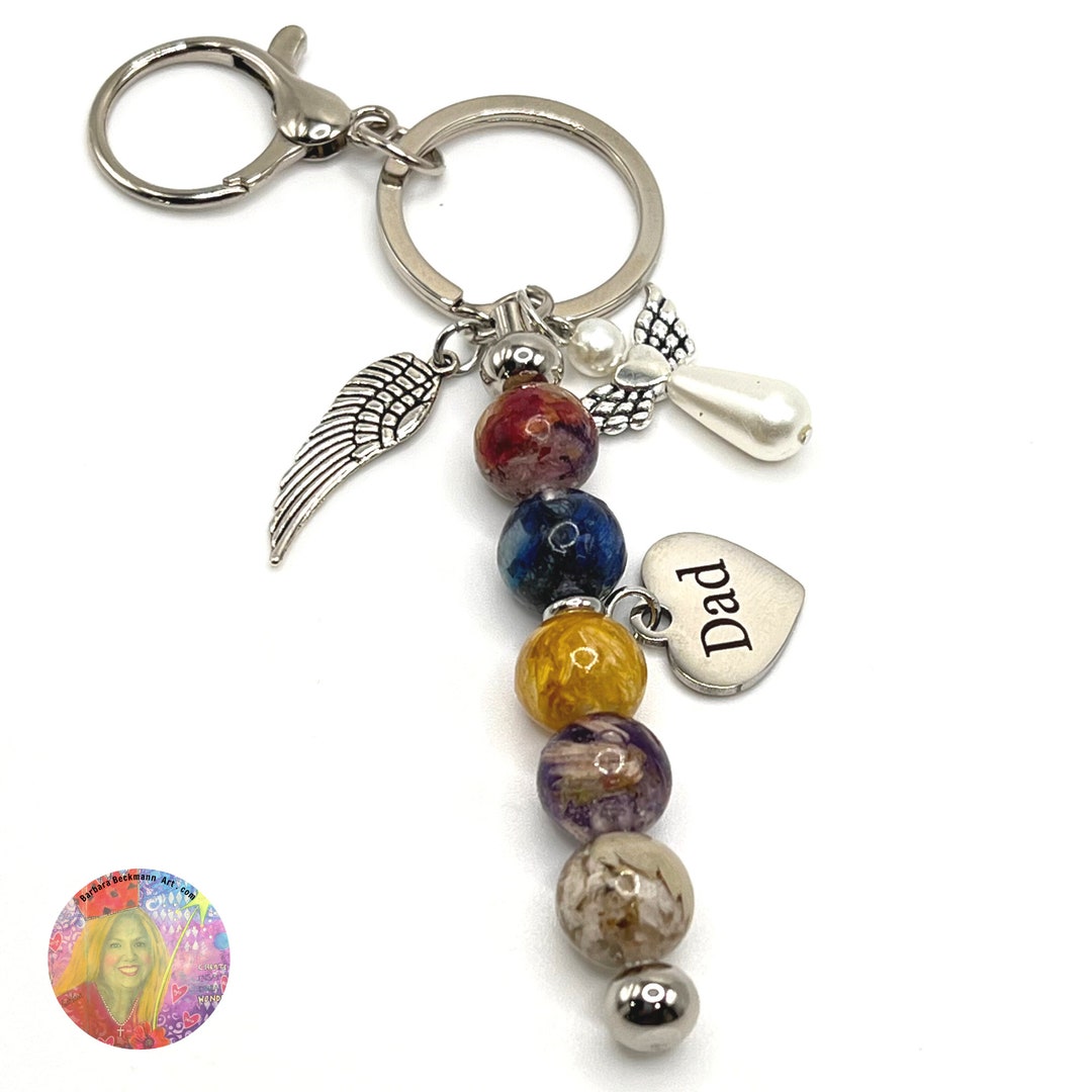 Dad Memorial Keychain, in Memory of Dad, Real Flower Petal Memorial, in ...
